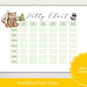 Woodland Animals Potty Training Chart: Tracker Printable (PDF) - Etsy