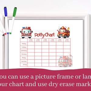 Printable Firetruck Potty Training Chart for Toddlers, Firetruck Reward ...