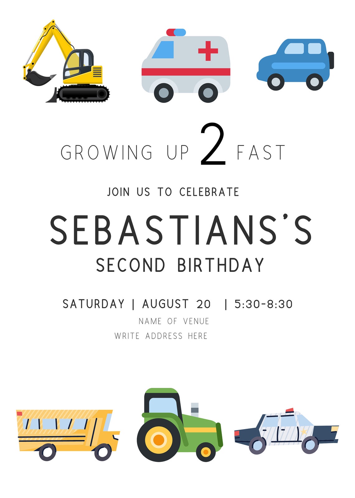 Printable Transportation Birthday Invitation Cars Birthday - Etsy