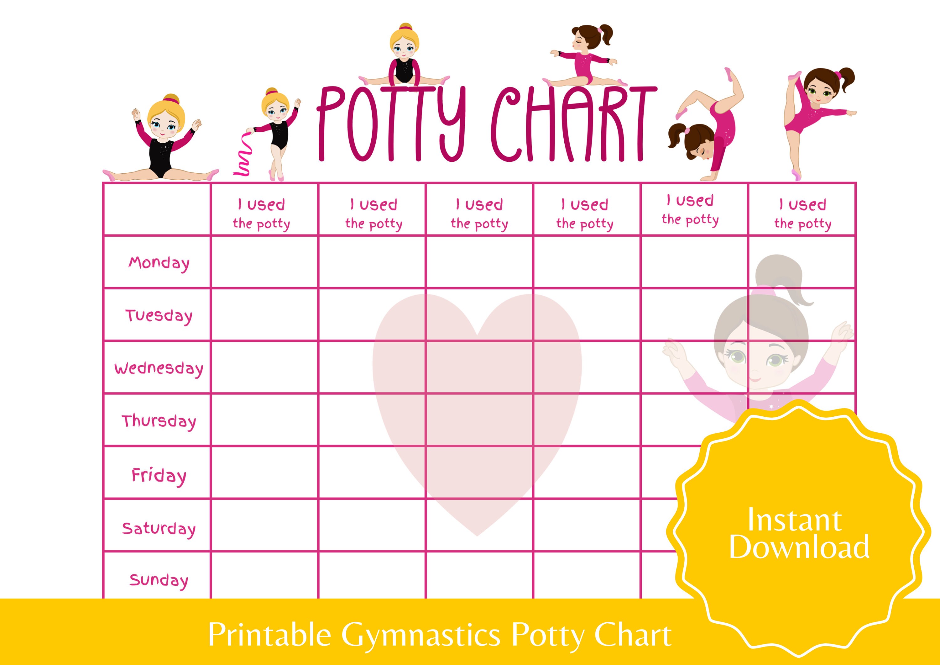 Gymnastics Potty Training Chart for Girls (PDF Printable) - Etsy