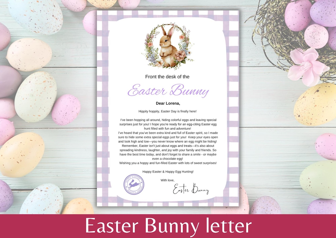 Editable Letter From Easter Bunny, Easter Printable, Purple Printable ...