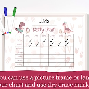 Dino Potty Chart for Girls Printable Potty Chart Dinosaur for Girls ...