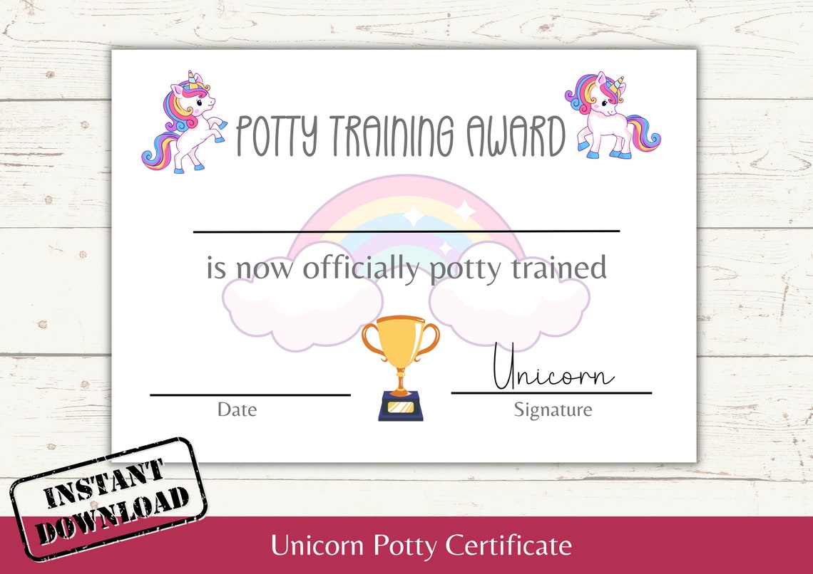 Unicorn Potty Training Award Certificate (digital Download) - Etsy