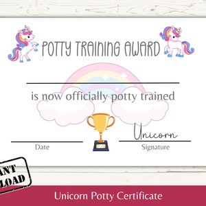 Unicorn Potty Training Award Certificate (digital Download) - Etsy