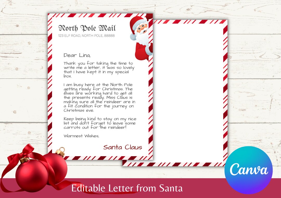 Letters From Santa Claus North Pole Mail for Christmas Canva Templates ...