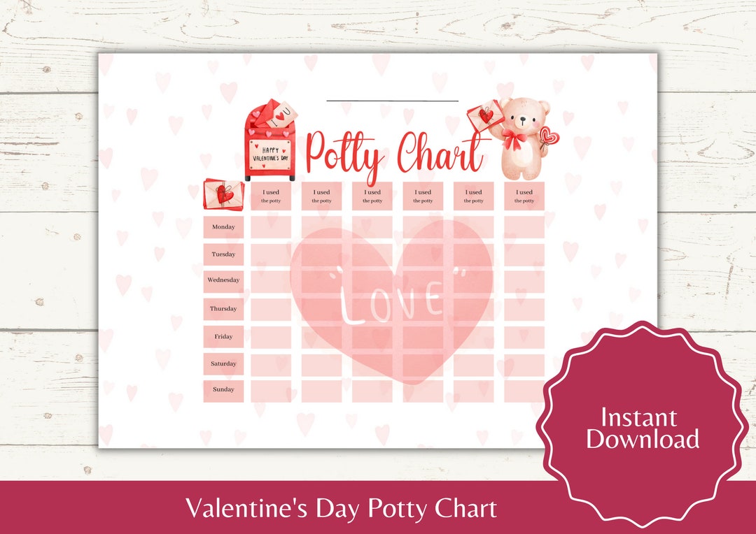 Valentine's Day Potty Training Chart: Fun Reward Tracker (PDF) - Etsy