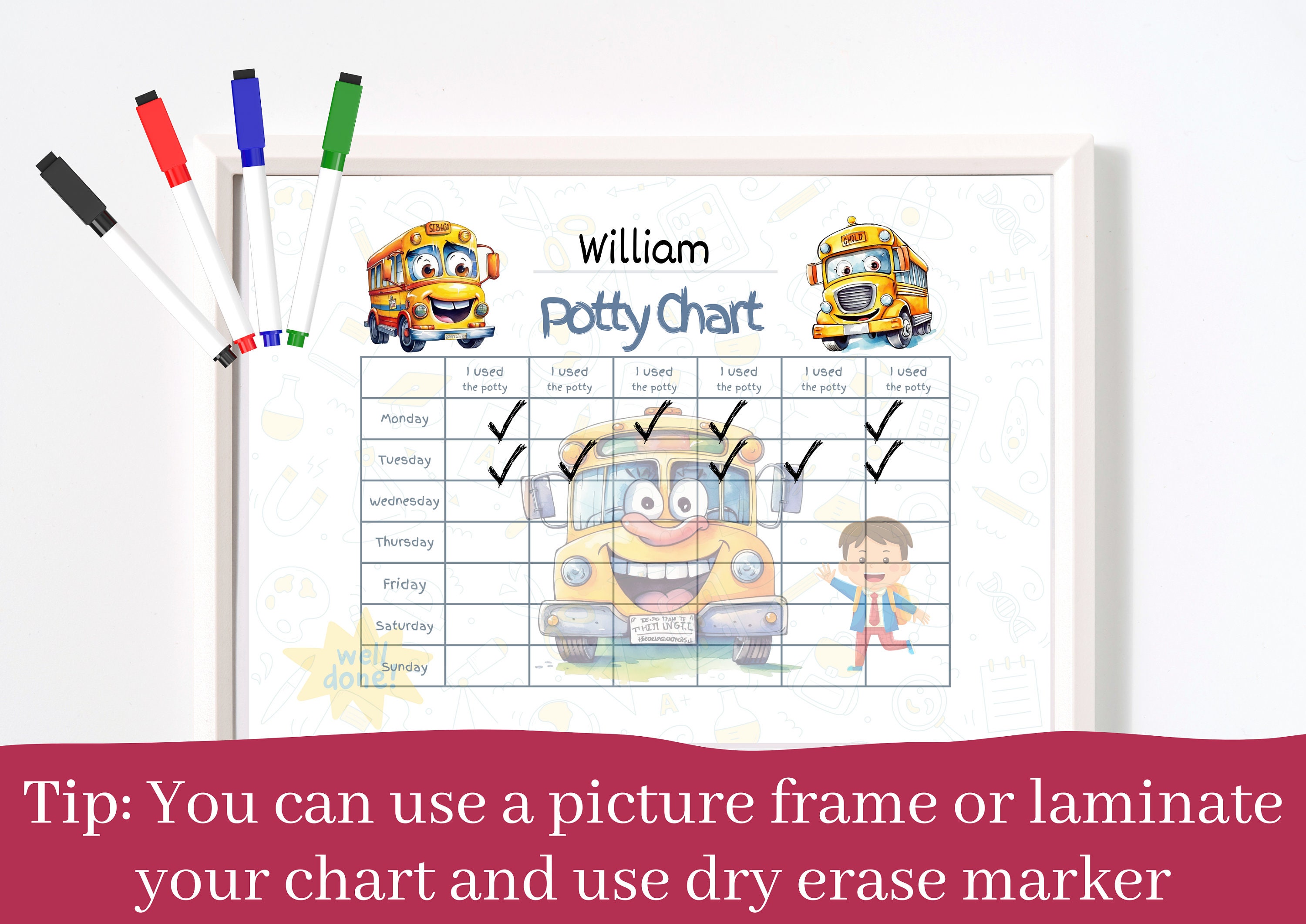School Bus Potty Training Chart for Toddlers (PDF Printable) - Etsy