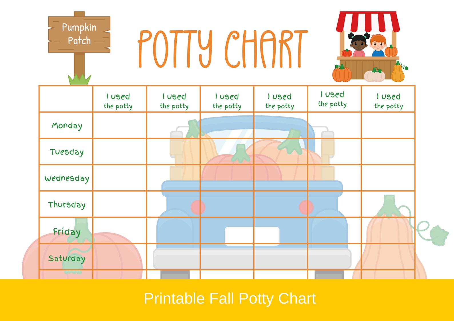 Fall Potty Chart. Printable Potty Chart PDF. Potty Training Tracker ...