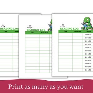 Reading Log Dino Printable for Girls Book Tracker for Kids Reading ...