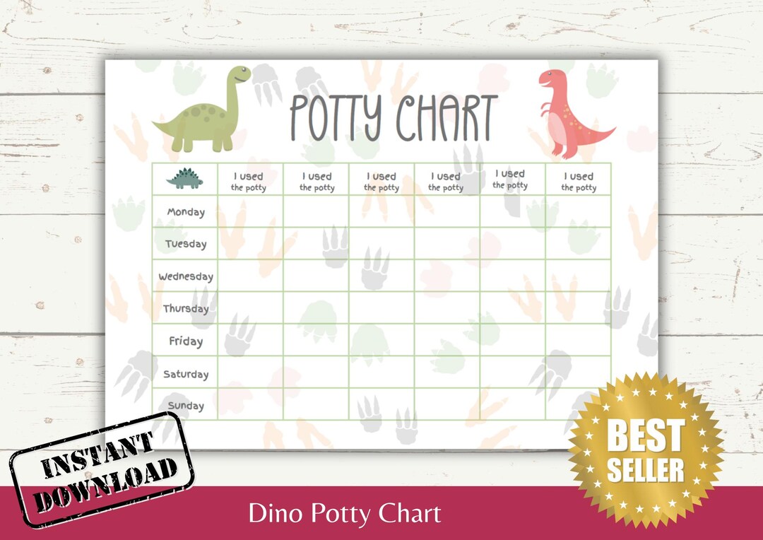 Dinosaur Potty Training Chart for Toddlers (PDF Printable) - Etsy