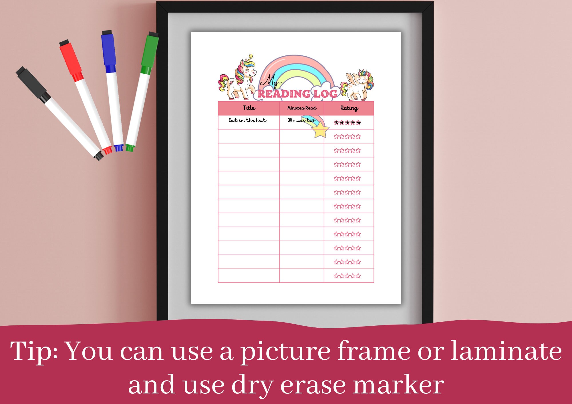 Reading Log Unicorn Printable for Girls Book Tracker for Kids Reading ...