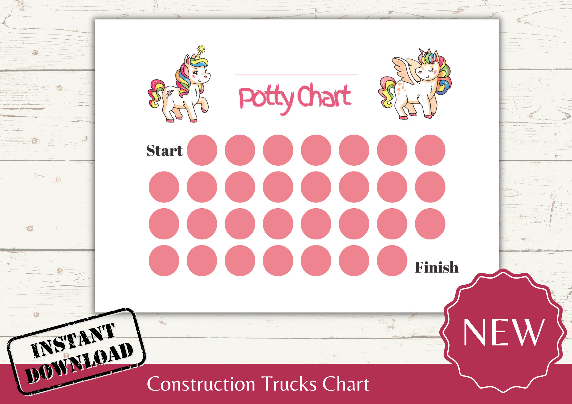 Unicorn Potty Chart Printable for Girls Potty Training Tracker - Etsy