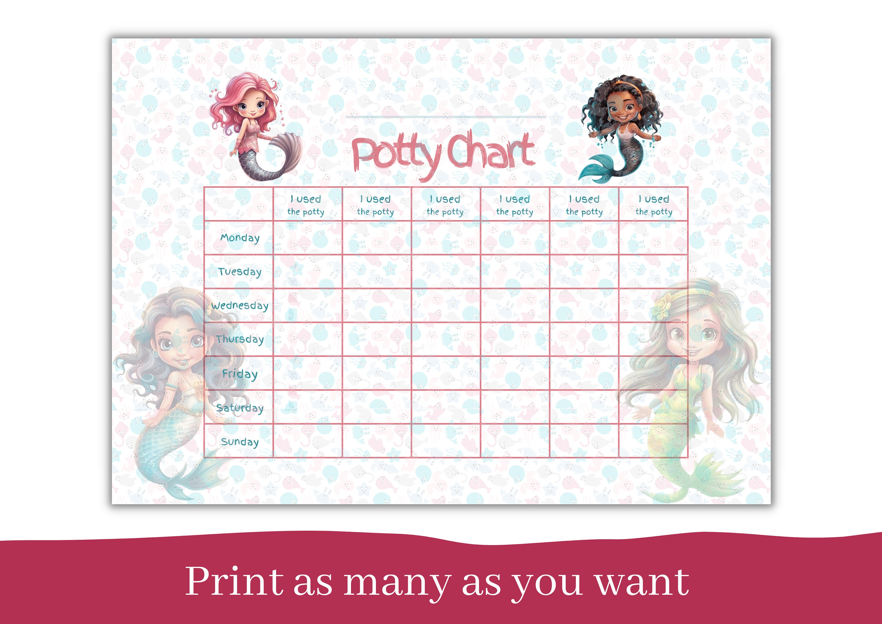 Mermaid Potty Training Chart for Girls (digital Download) - Etsy