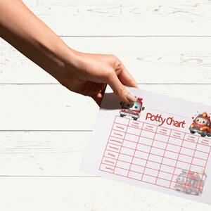 Printable Firetruck Potty Training Chart for Toddlers, Firetruck Reward ...