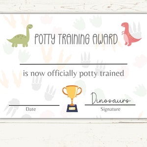 Dinosaur Potty Training Award Certificate (instant Download) - Etsy