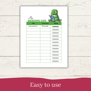 Reading Log Dino Printable for Girls Book Tracker for Kids Reading ...