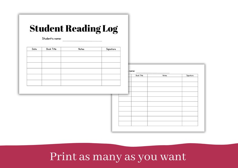 Printable Student Reading Log: Homeschool Book Tracker (digital ...