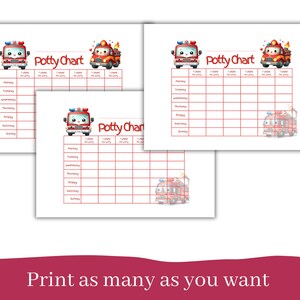 Printable Firetruck Potty Training Chart for Toddlers, Firetruck Reward ...