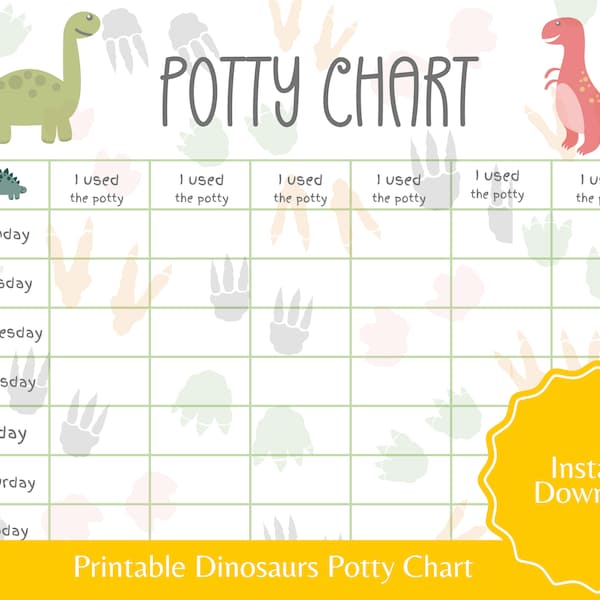 Dinosaur Potty Chart Printable - Etsy
