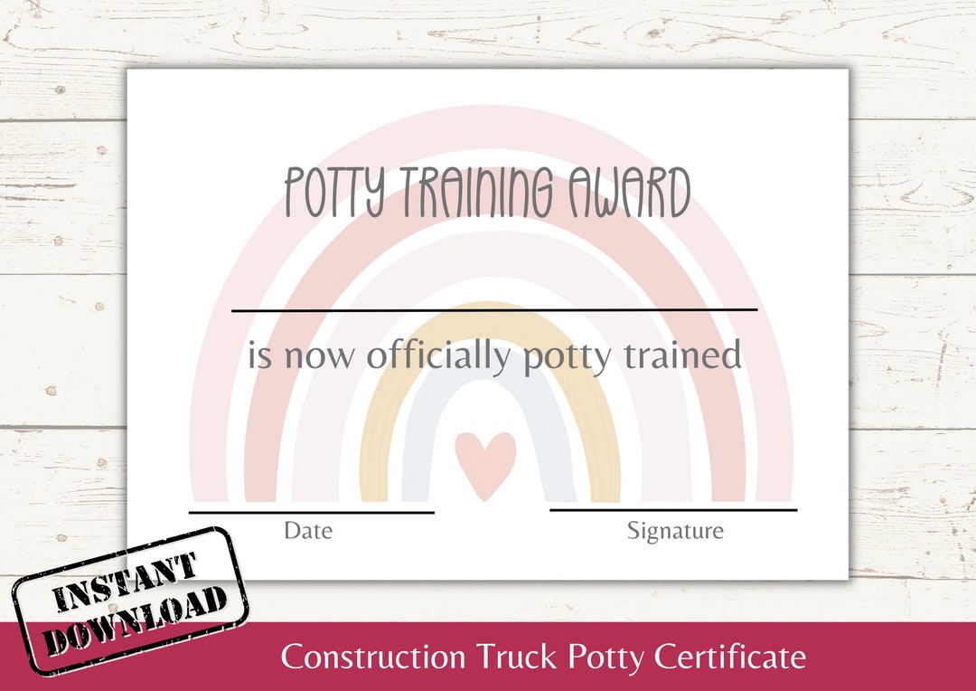 Boho Rainbow Potty Training Award Certificate Printable Potty Training ...