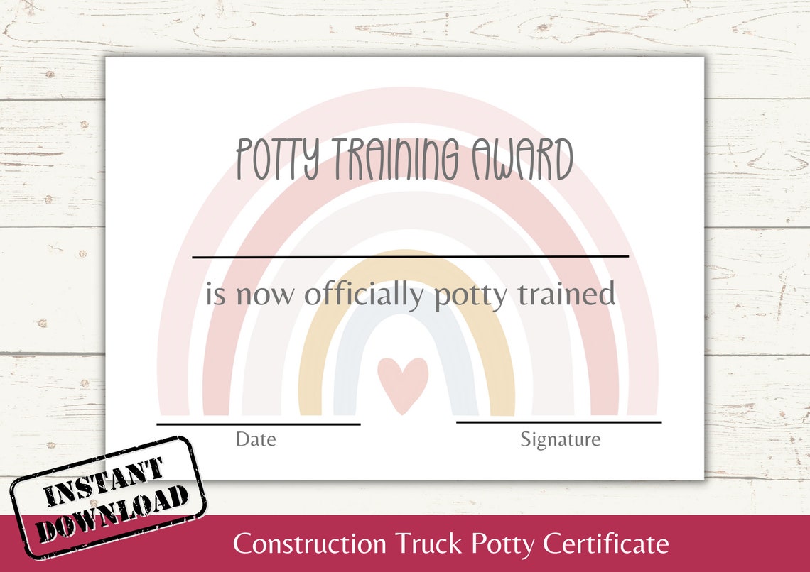 Boho Rainbow Potty Training Award Certificate (printable) - Etsy