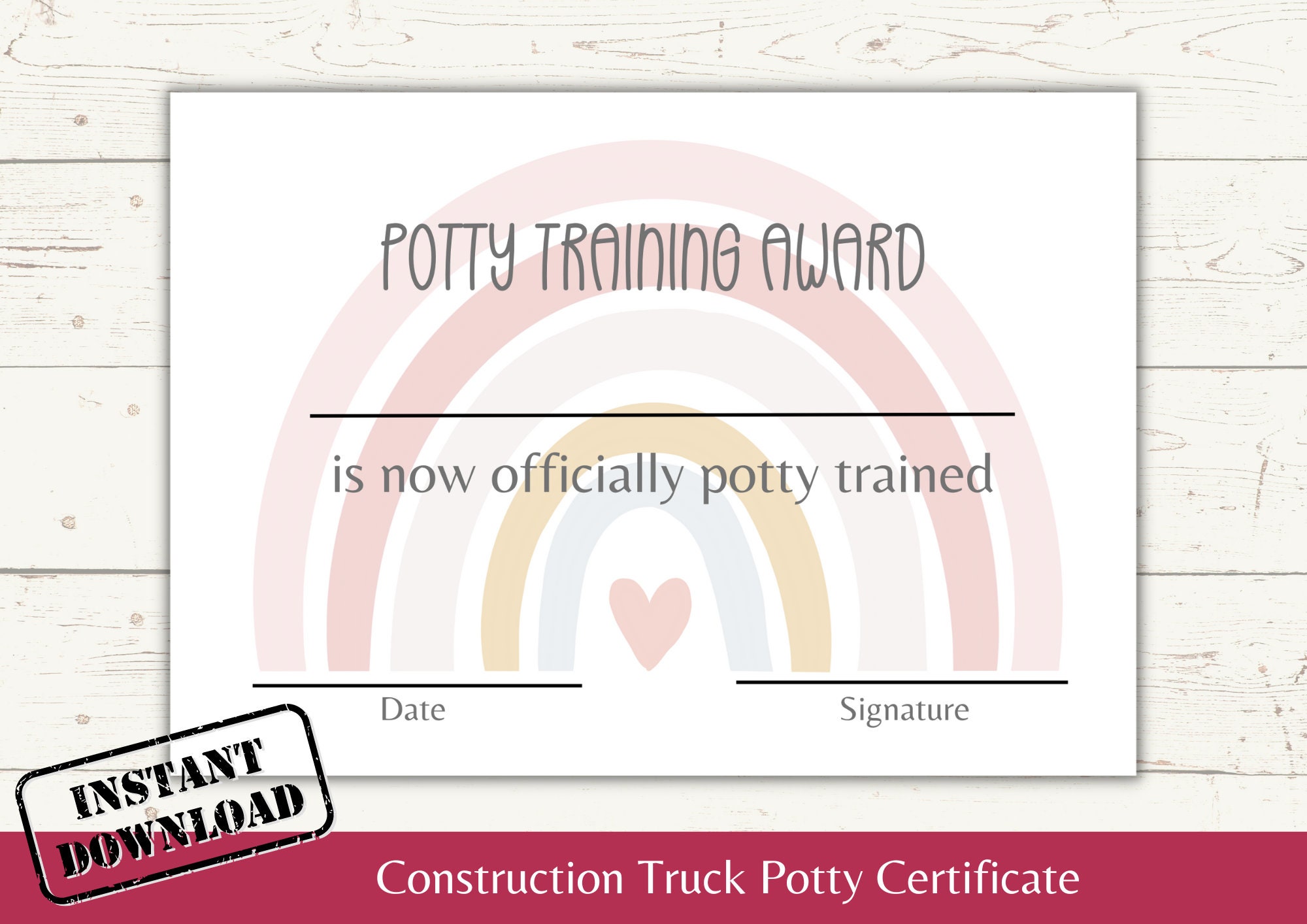 Boho Rainbow Potty Training Award Certificate Printable Potty Training ...