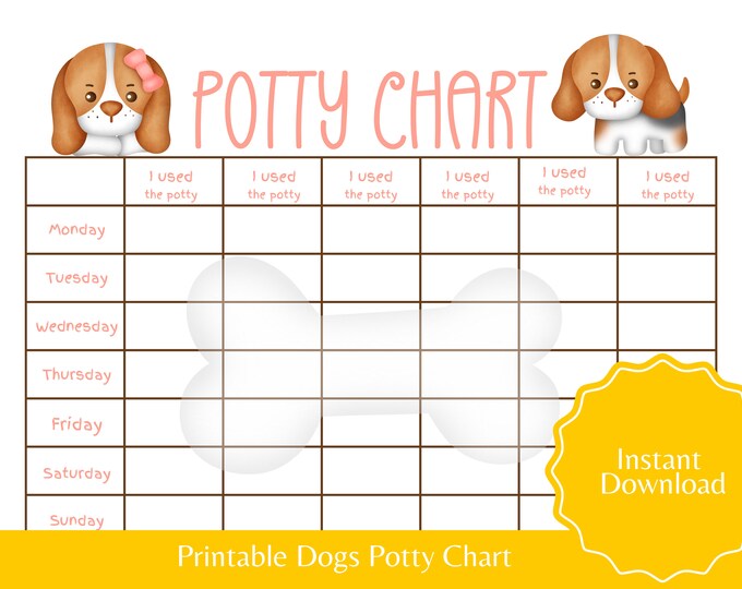 Dog Potty Chart Printable for Toddlers Toilet Training Chart for Kids ...