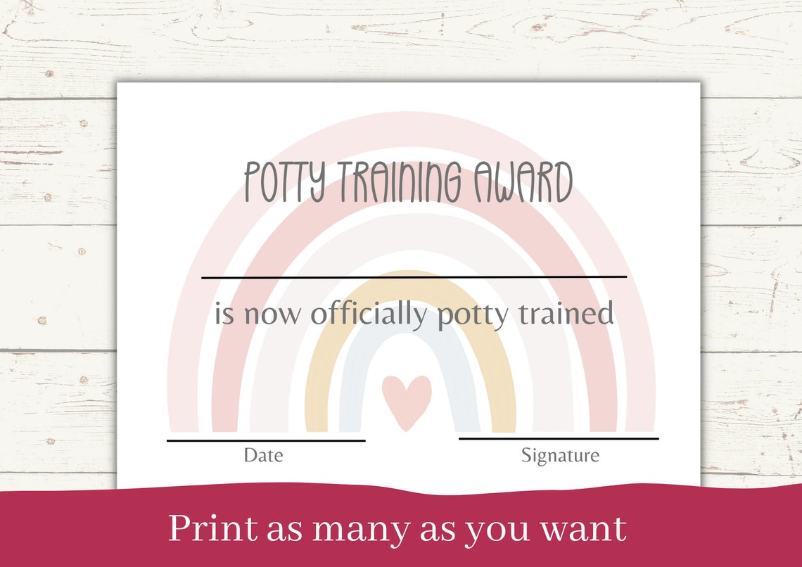 Boho Rainbow Potty Training Award Certificate Printable Potty Training ...