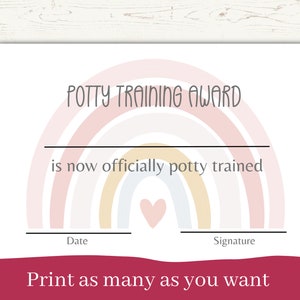 Boho Rainbow Potty Training Award Certificate Printable Potty Training ...