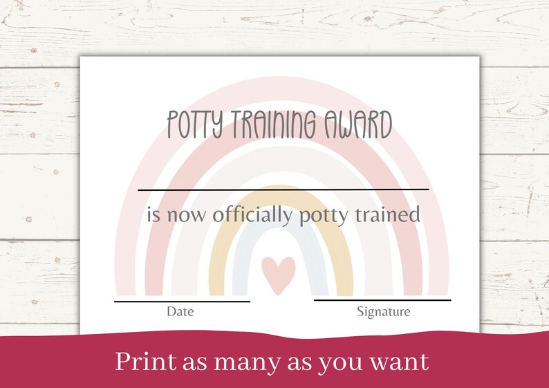 Boho Rainbow Potty Training Award Certificate Printable Potty Training ...