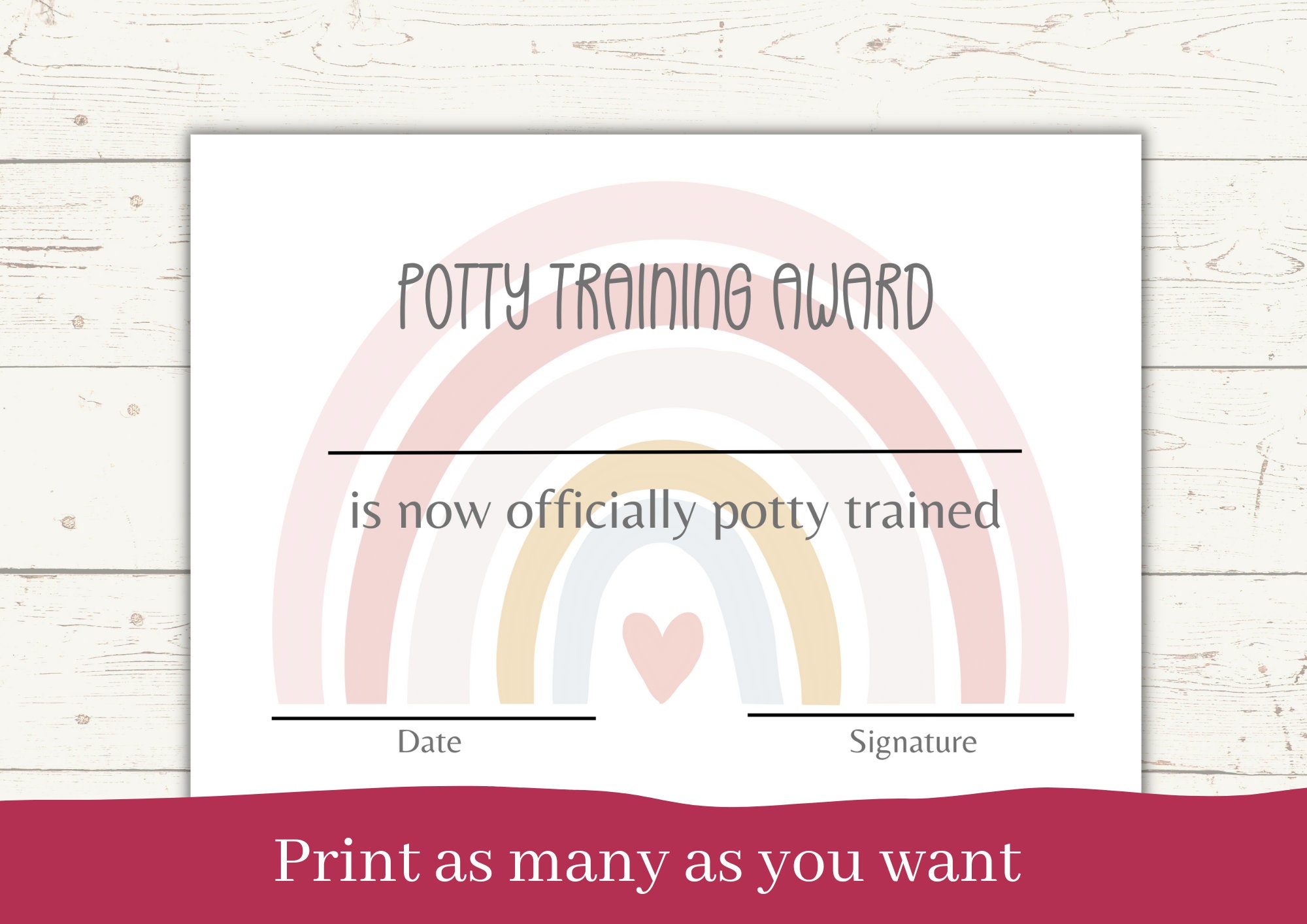 Boho Rainbow Potty Training Award Certificate (printable) - Etsy