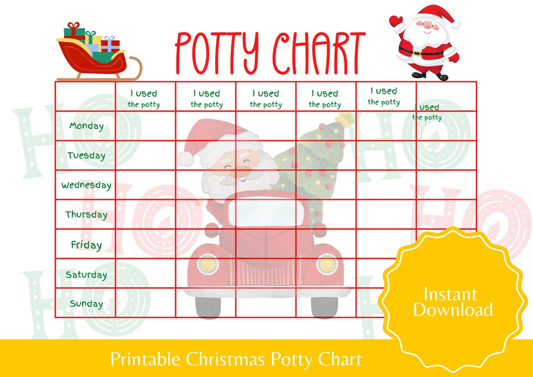 Christmas Potty Chart Printable Potty Chart PDF Potty - Etsy