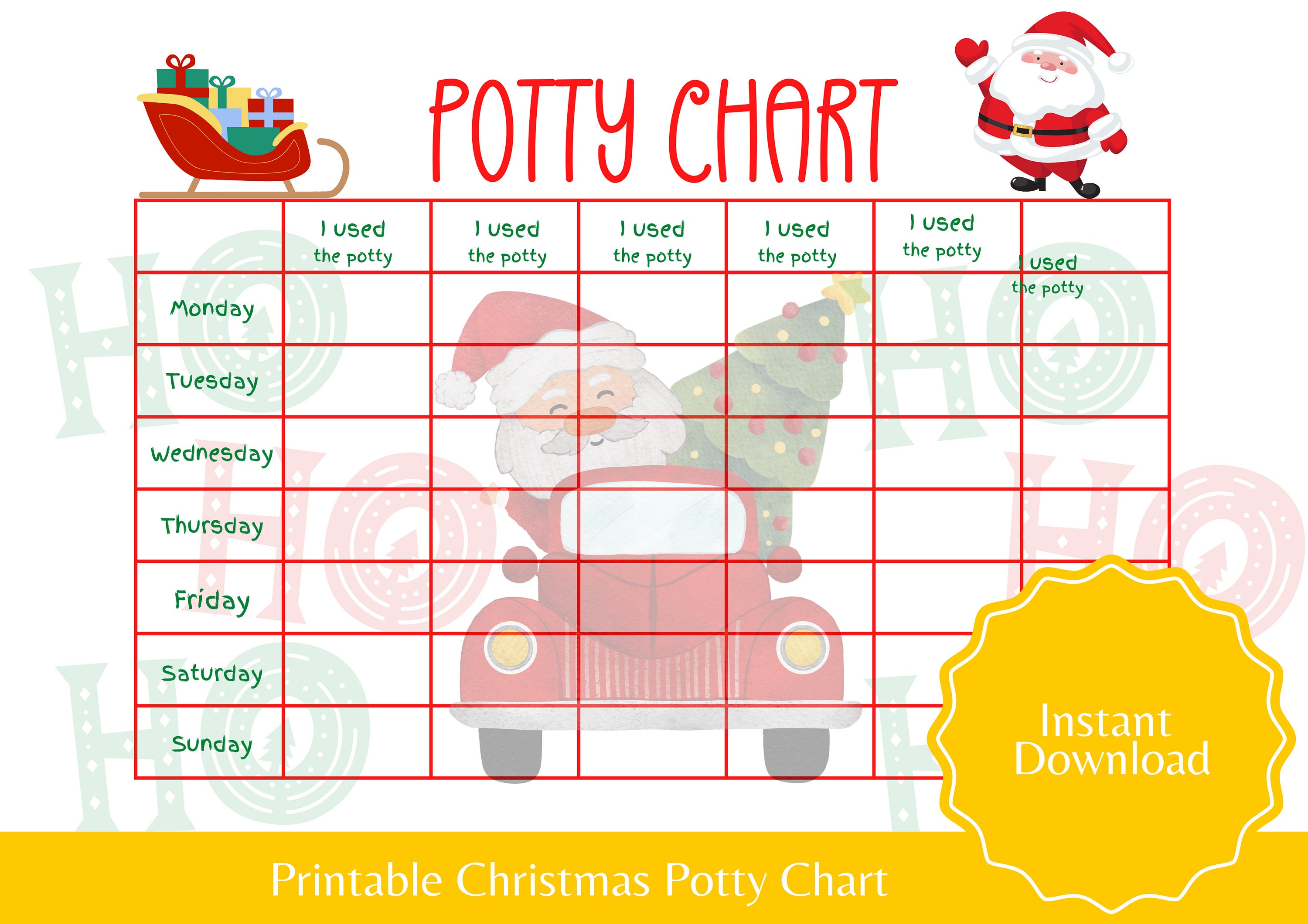 Christmas Potty Chart Printable Potty Chart PDF Potty - Etsy