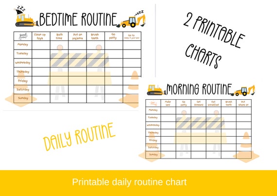 2 Printable Daily Routine Charts. Morning Routine Chart. PDF. - Etsy