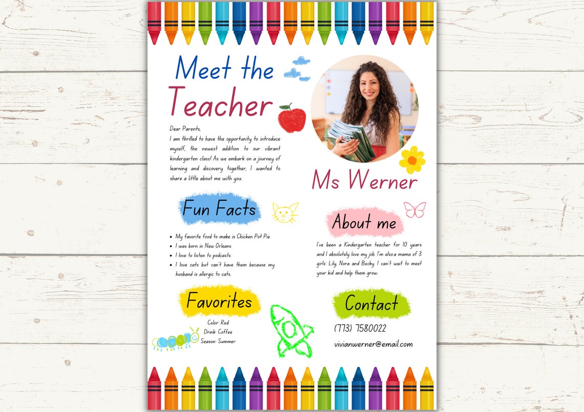 Meet the Teacher Editable Template for Elementary Kindergarten Canva ...