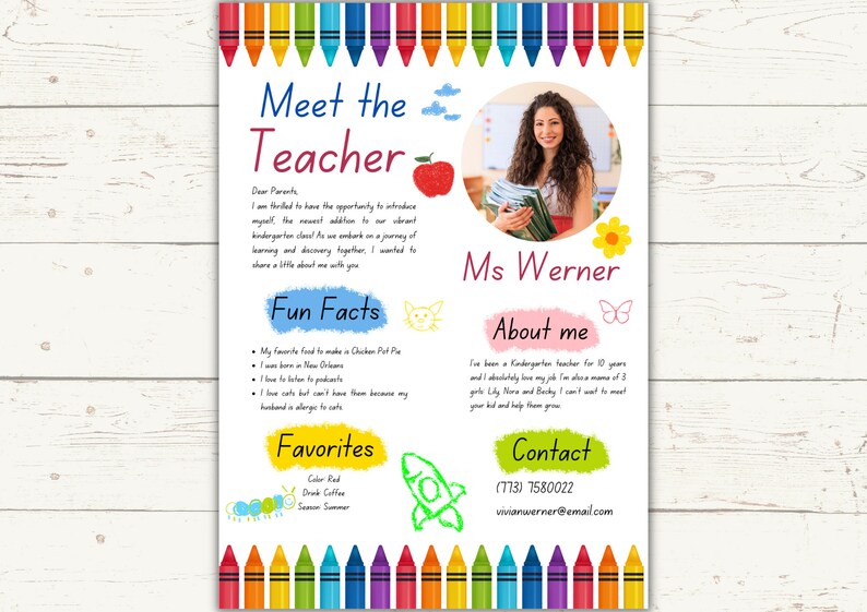Meet the Teacher Editable Template for Elementary Kindergarten Canva ...
