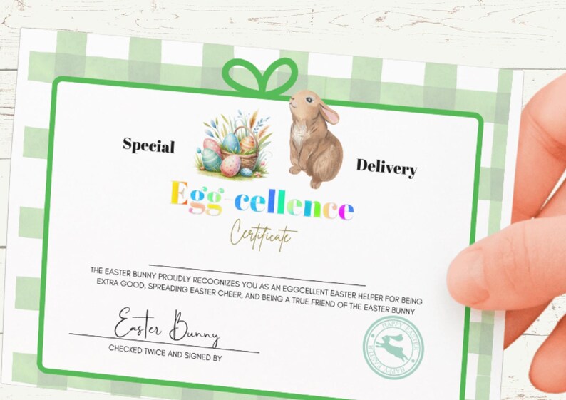 Printable Certificate From Easter Bunny, Easter Printable, Green ...