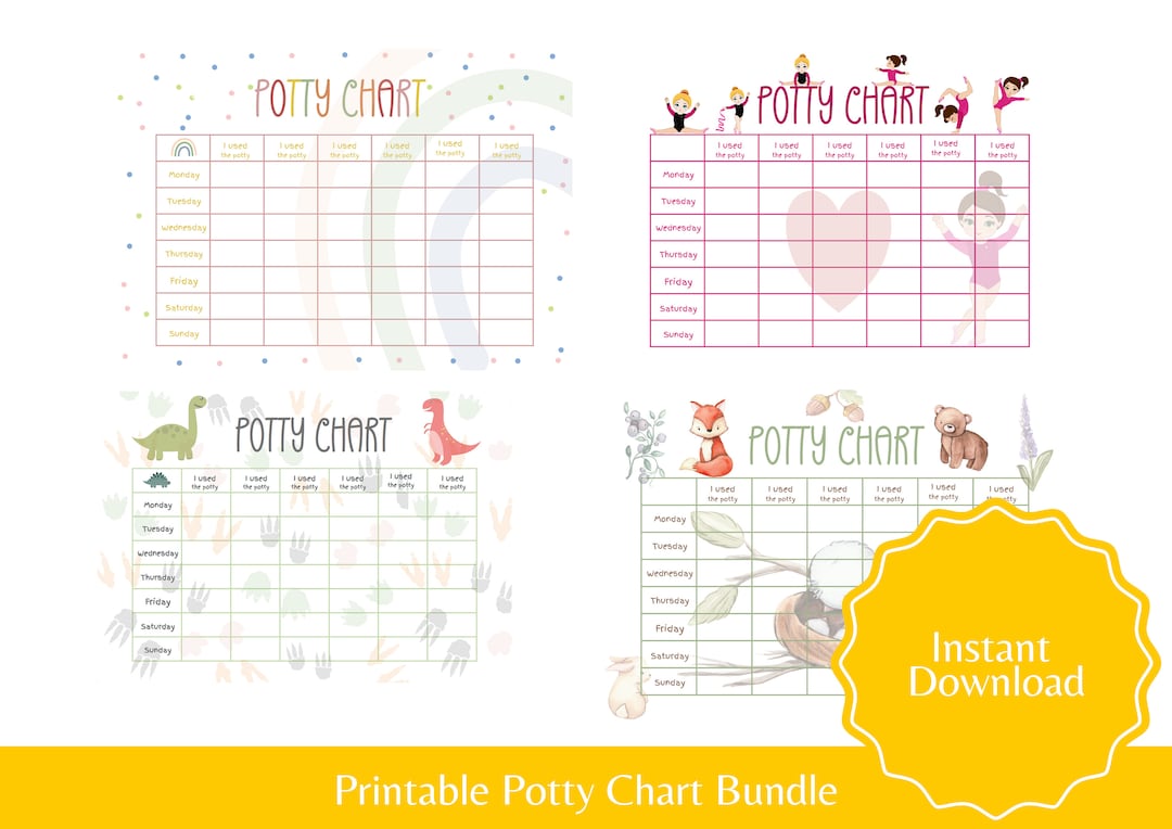 Potty Training Chart Printable Bundle for Boy Toilet Training Tracker ...