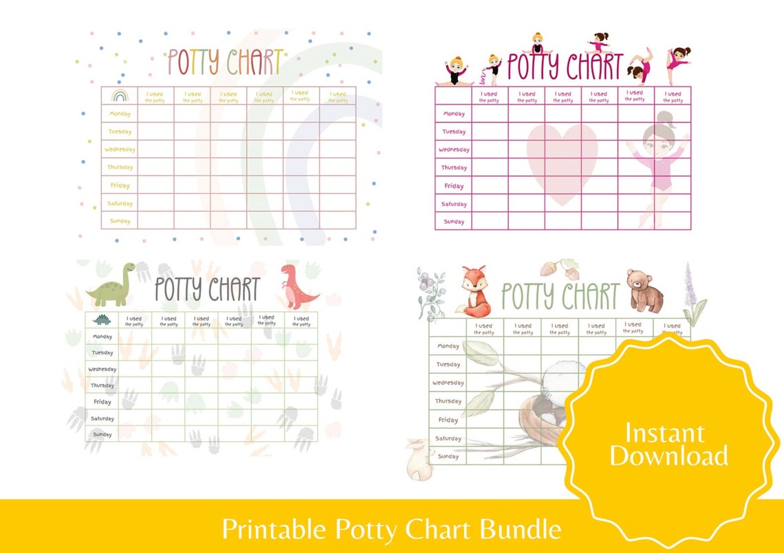 Choose Your Set of Potty Charts Printable Toilet Training - Etsy