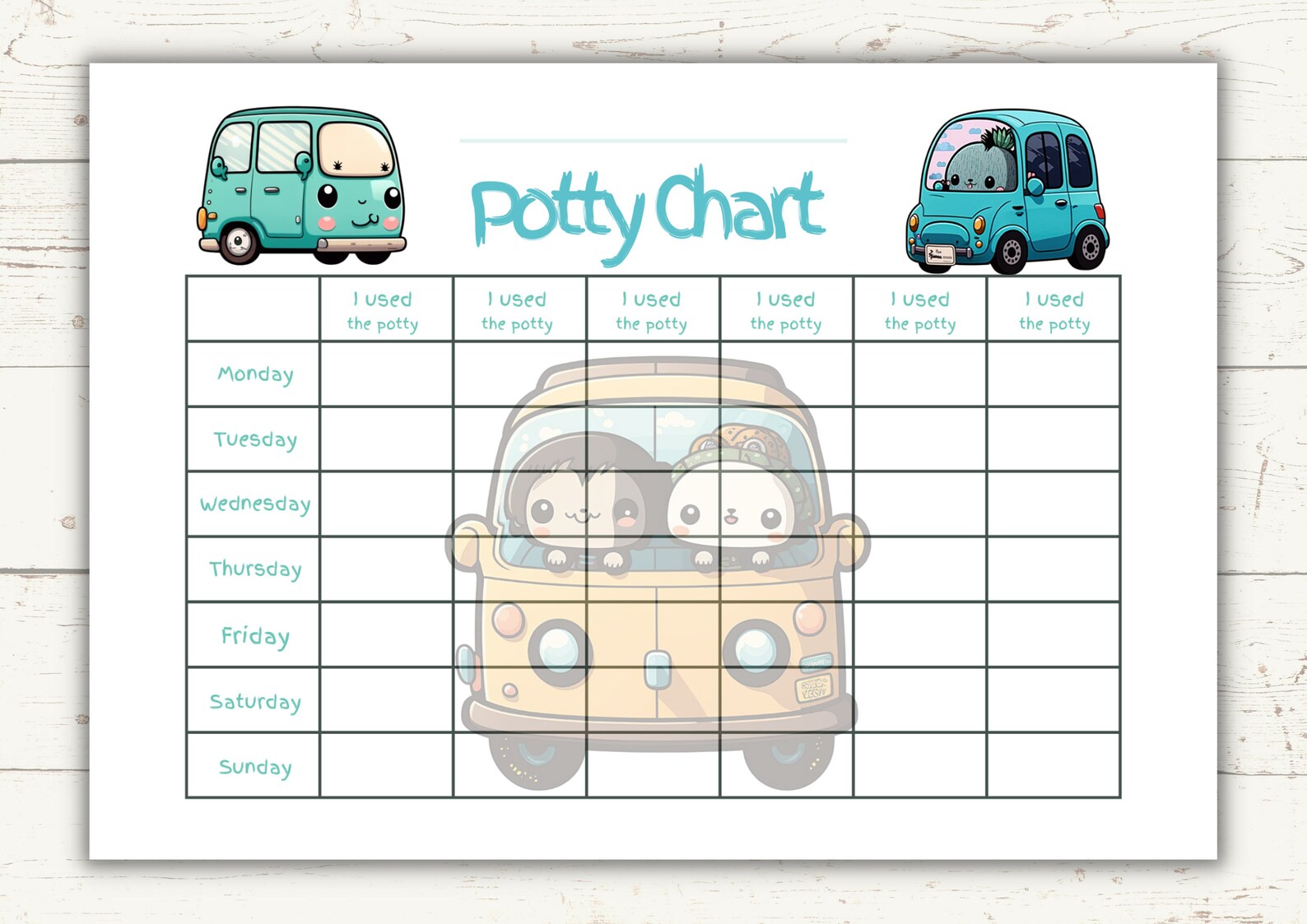 Cars Potty Training Chart Printable for Boys Vehicle Tracker Toilet ...