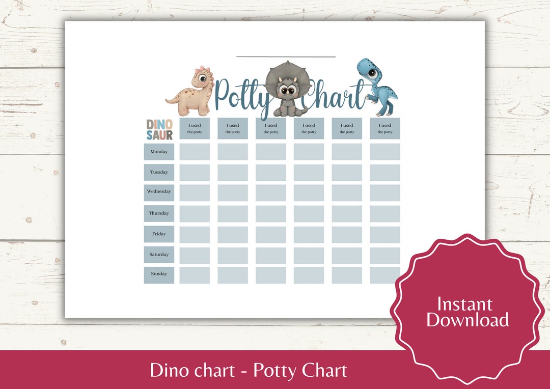 Dinosaur Potty Chart Printable Dino Potty Chart for Boy Potty Training ...