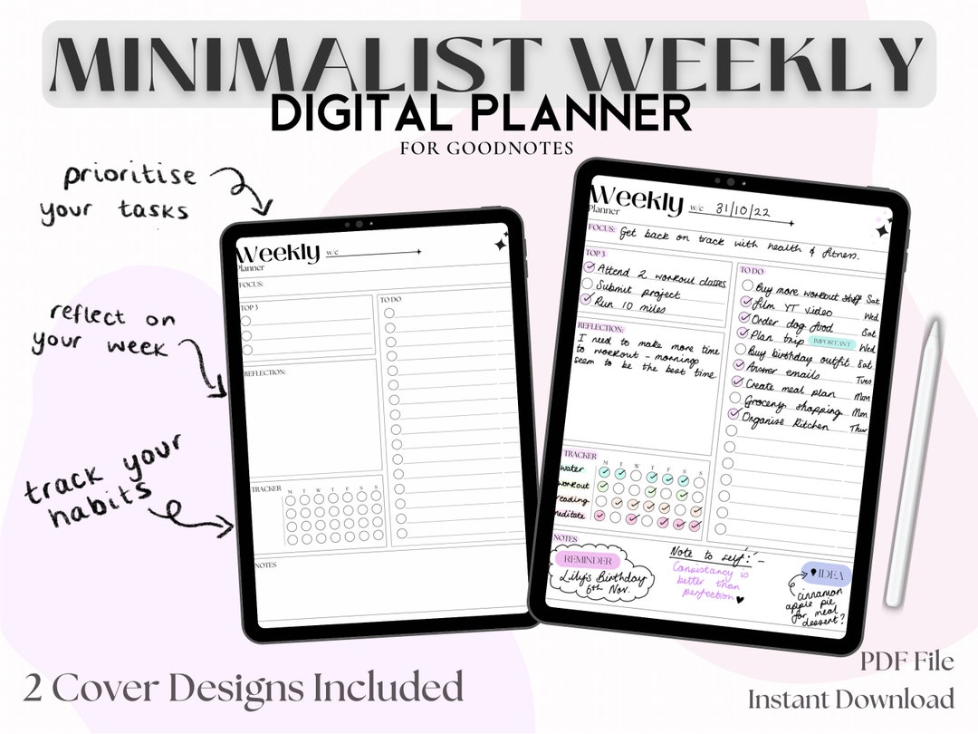 Undated Weekly Digital Planner Dashboard for iPad Goodnotes - Weekly ...