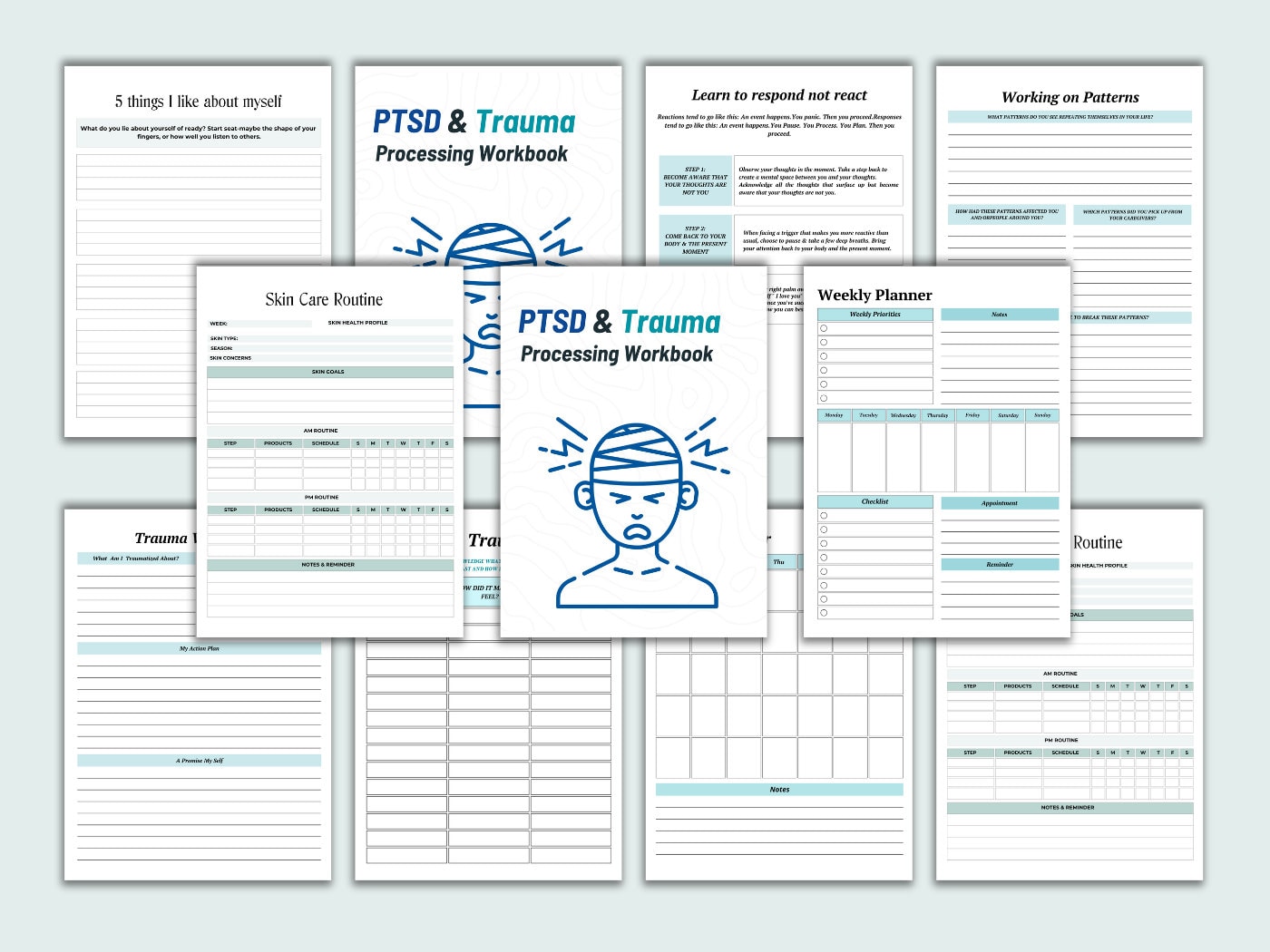 Trauma Therapy Worksheets Adult MEGA PTSD Workbook 64 Pages Crisis Tool ...