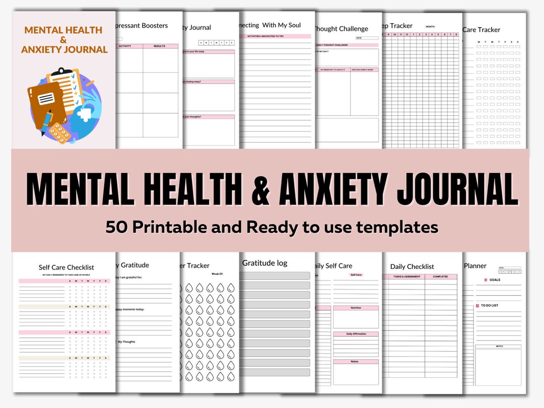 Therapy Journal Anxiety Journal Mental Health Planner Wellness Book ...