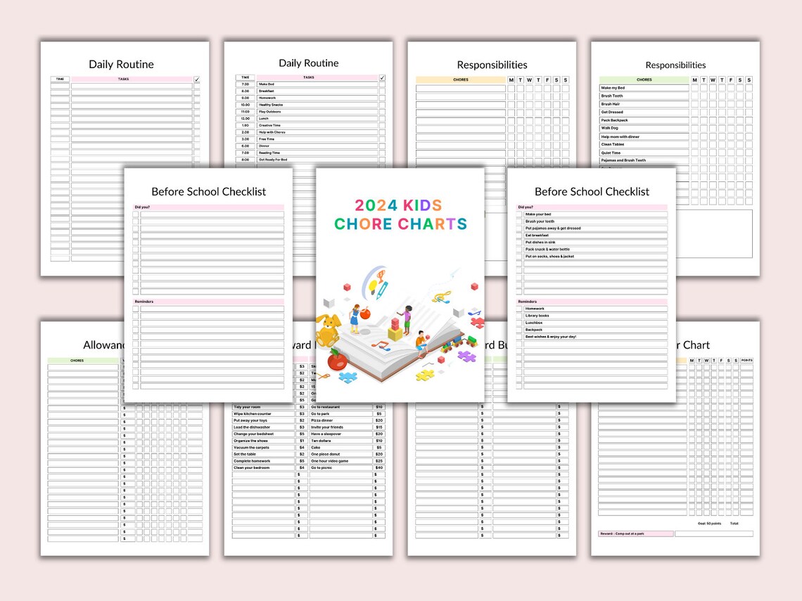 Chore Chart for Kids Toddler Routine Chart Editable Kids Chore Charts ...