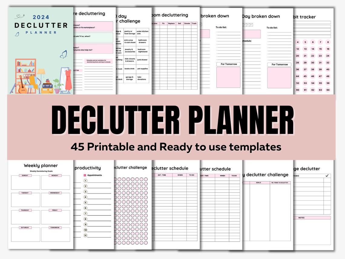 Declutter Planner: Checklist, Schedule & Challenge (printable PDF) - Etsy