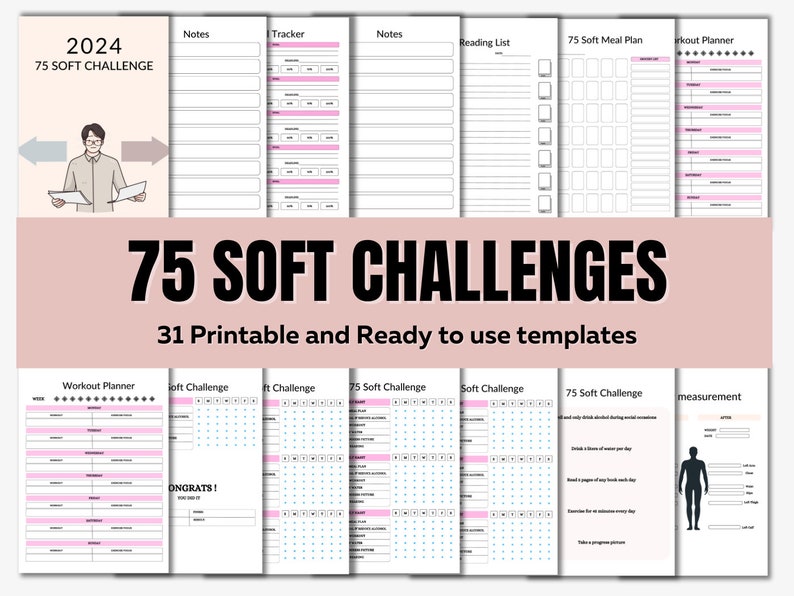 EDITABLE 75 Soft Challenge Tracker Bundle Printable Daily 75 Soft ...