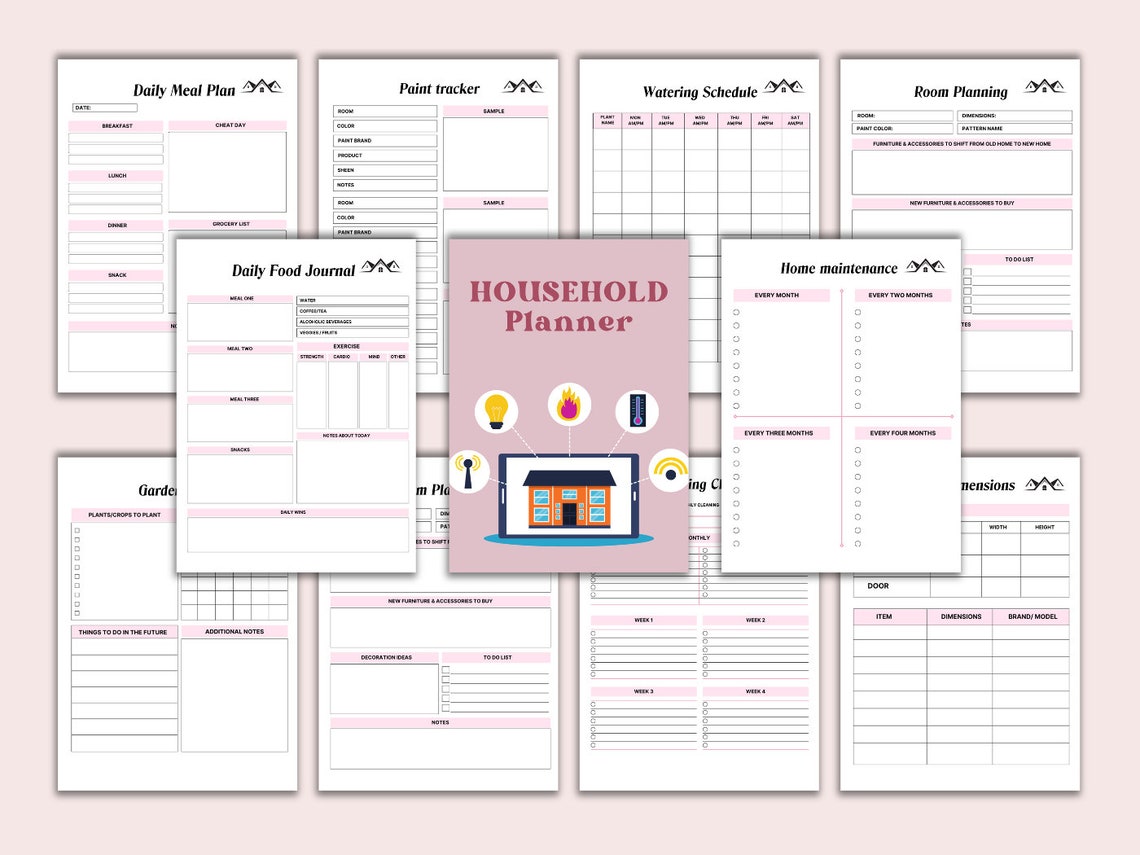 Printable Household Planner: Budget, Cleaning, Meal Planning (PDF) - Etsy