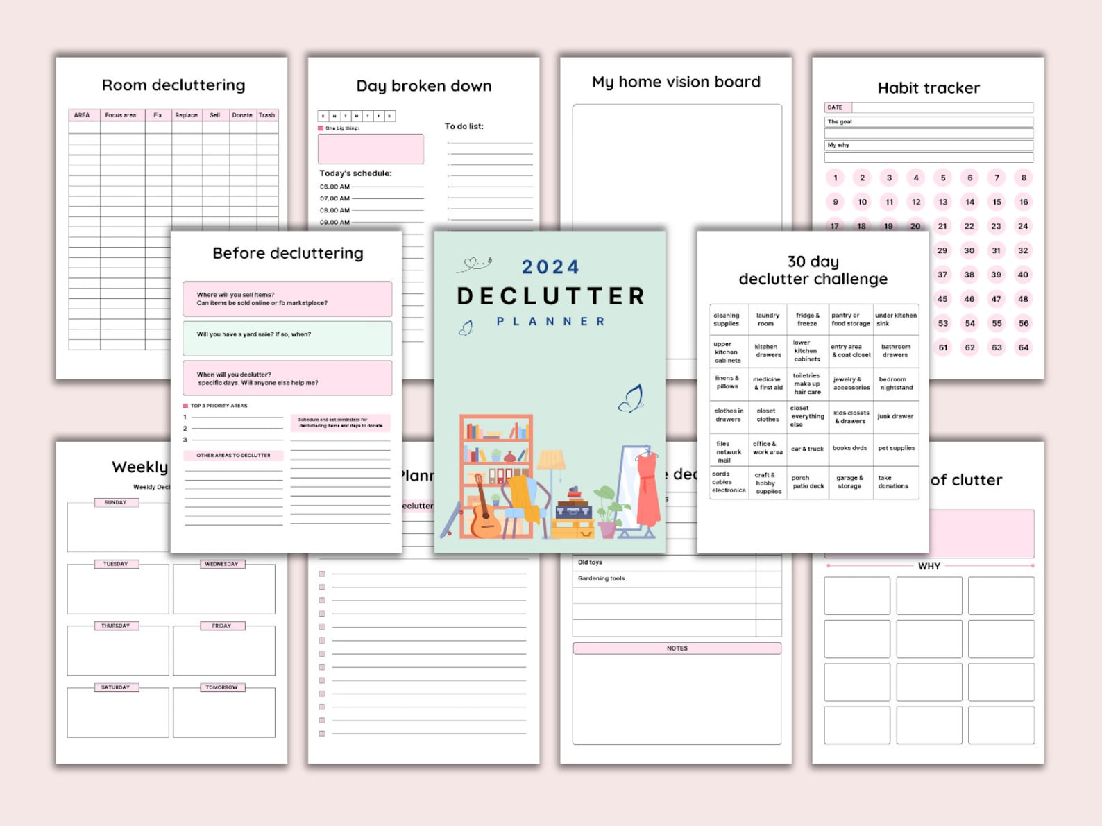 Declutter Planner: Checklist, Schedule & Challenge (printable PDF) - Etsy