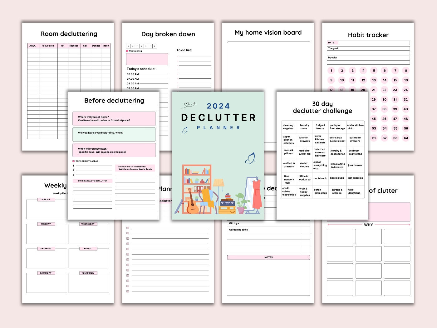 Declutter Planner: Checklist, Schedule & Challenge (printable PDF) - Etsy